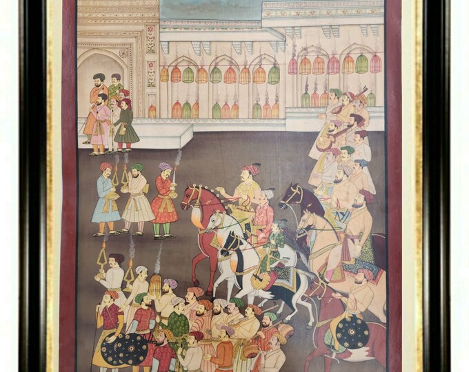 Rare Big Size Handmade Mughal Miniature Artwork Showing Prince Shah ...