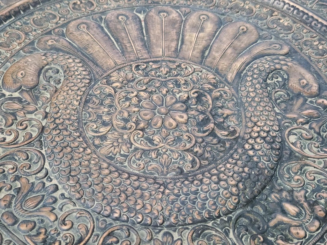 Rare Islamic Mughal Handmade Brass Shield With Hand Embossed Quran ...