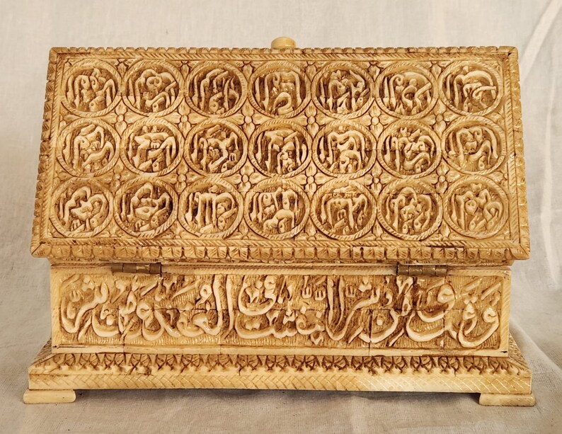 Rare Islamic Mughal Handmade Camel Bone Qalamdan With Quran Calligraphy ...