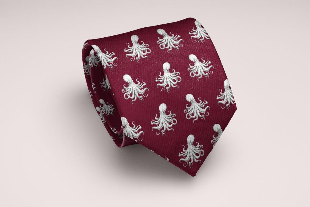 Octopus Tie Mens Ocean Lover Tie octopus Print Necktie Sea Life Tie ...