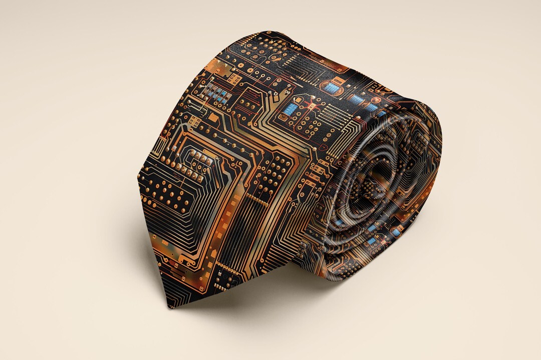 Cyberpunk Circuit Board Tie, Sci-fi Wedding Necktie, Geeky Electronics ...