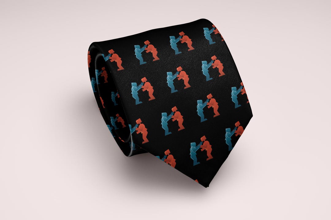 Retro Robot Boxing Tie, Red and Blue Robot Fight Necktie, Vintage Toy ...