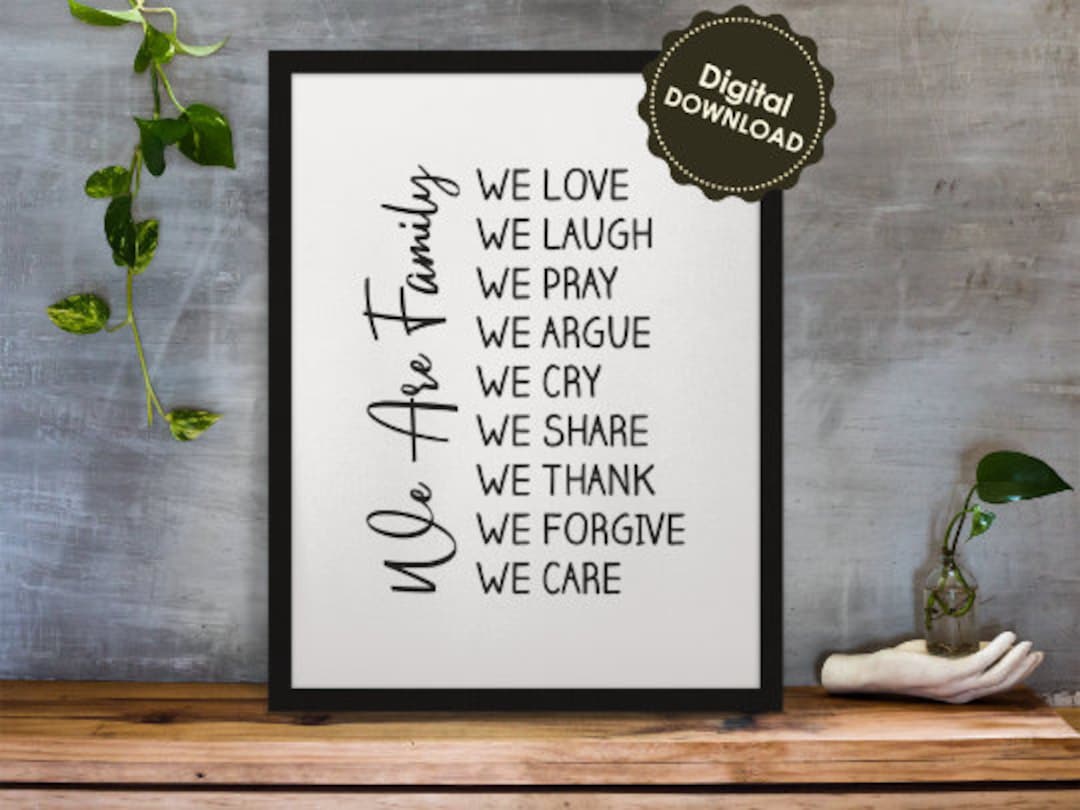 We Are Family Wall Decor, Family Quote Poster, Family Quote ...