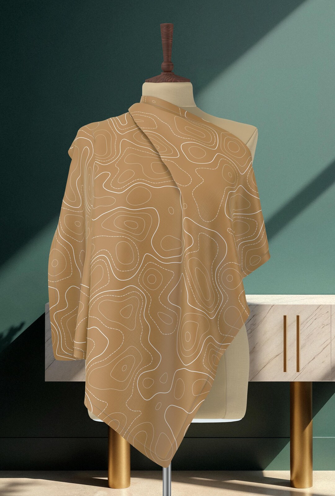 Tan Contour Map Scarf, Topographic Map Scarf, Hiking Lover Gift ...