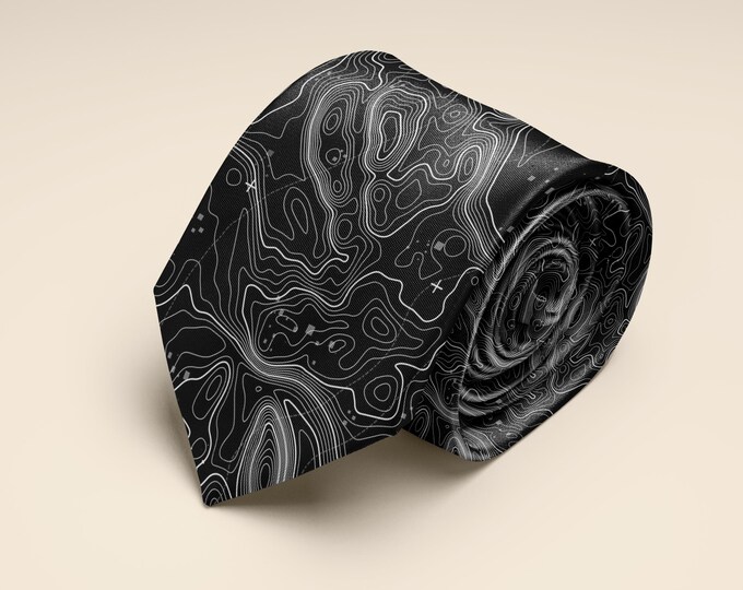 Map Print Tie. Topographic Map, Contour Map, Mens Silk Tie. Nautical ...
