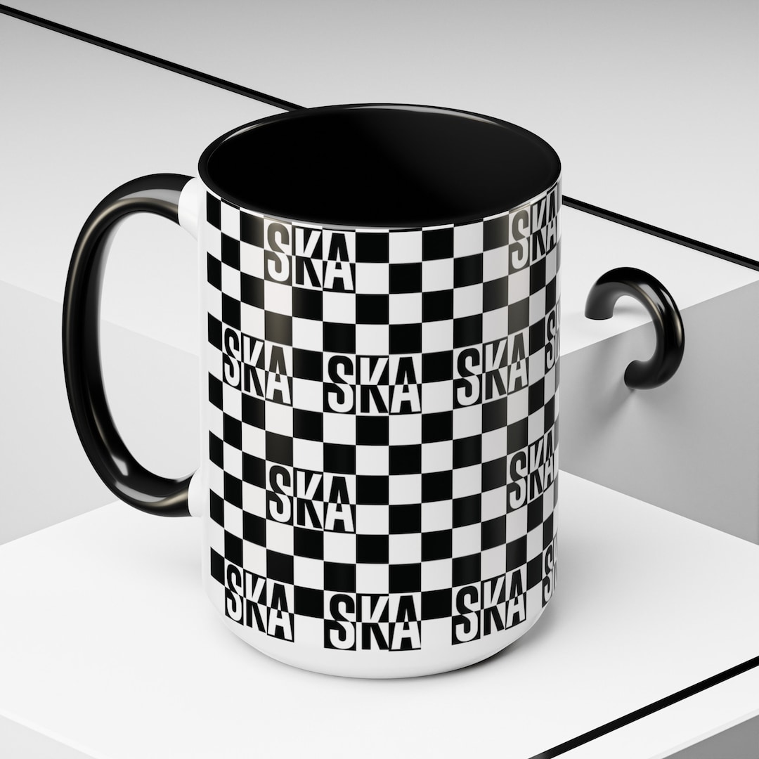 Ska Mug Gift Checker Pattern Drinkware, Reggae Music Gift, Ska Gift ...