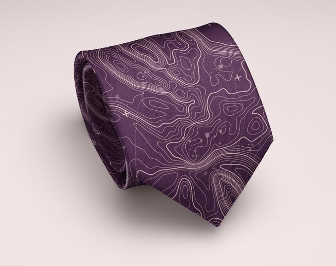 Map Print Tie. Topographic Map, Contour Map, Mens Silk Tie. Nautical ...