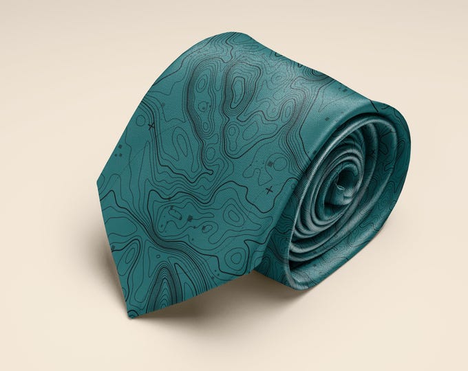 Map Print Tie. Topographic Map, Contour Map, Mens Silk Tie. Nautical ...