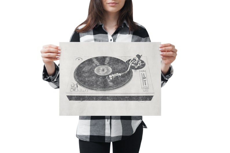 Vinyl Record Wall Art, Record Player Line Art, Music Lover Poster ...