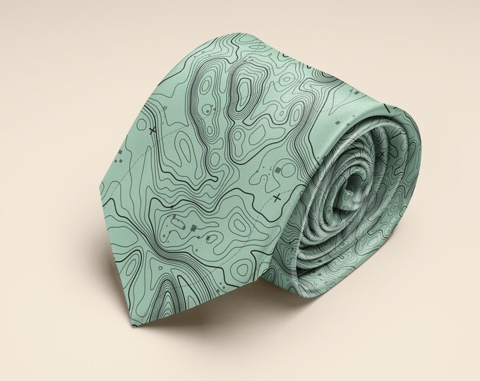 Map Print Tie. Topographic Map, Contour Map, Mens Silk Tie. Nautical ...