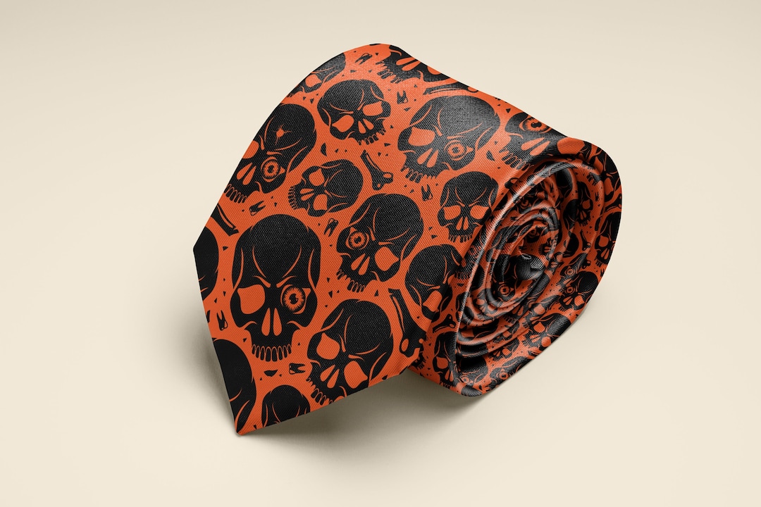 Skull Necktie Skull Tie Gothic Design Halloween Necktie Halloween Tie ...