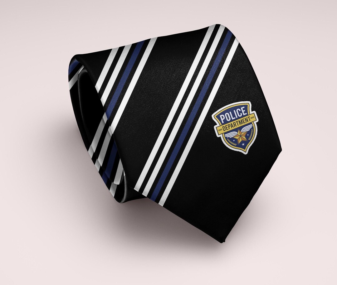 Police Officer Necktie, Thin Blue Line Tie, Law Enforcement Gift, Black ...