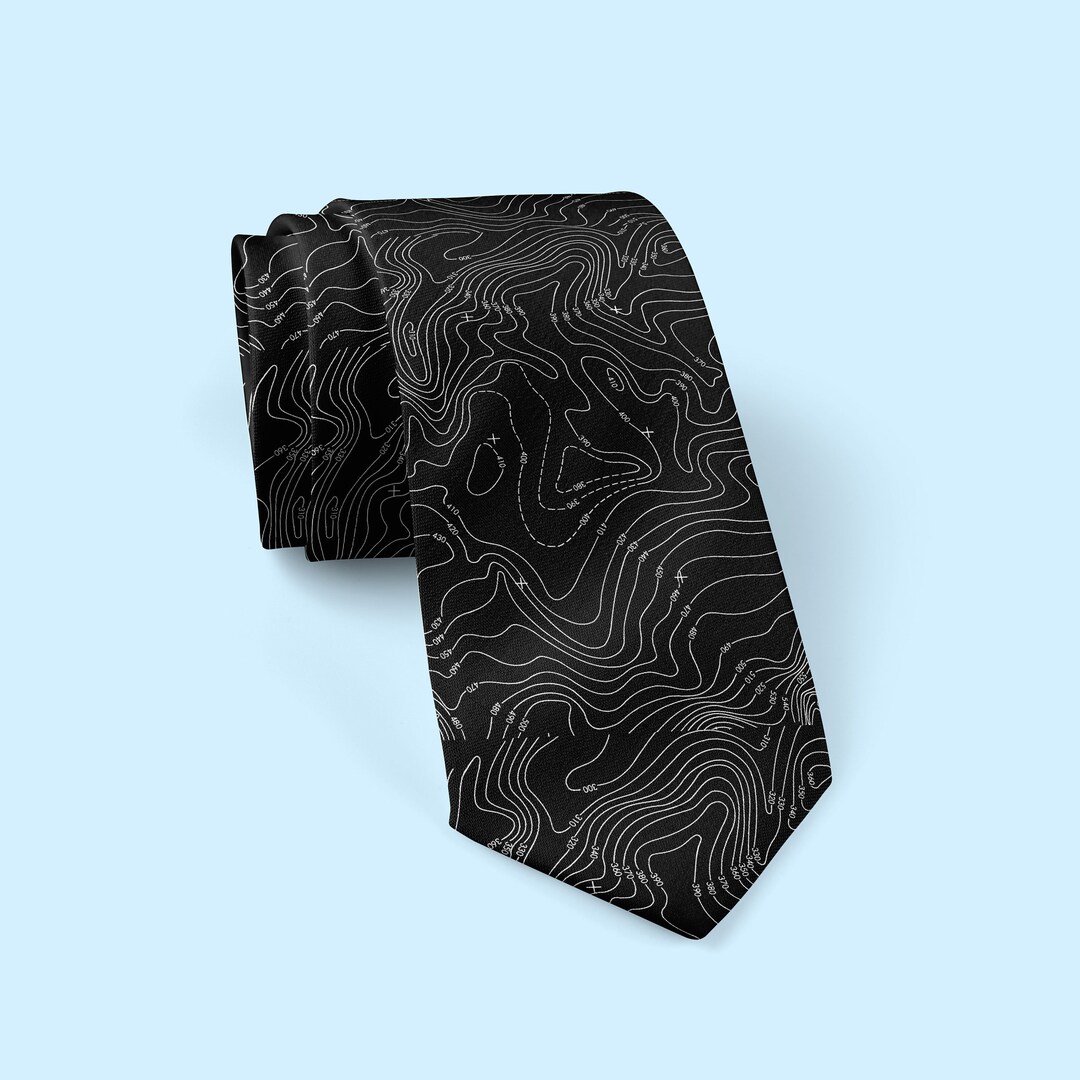 Contour Map Necktie, Topographic Map, Tie, Gift for Hiker, Geologist ...