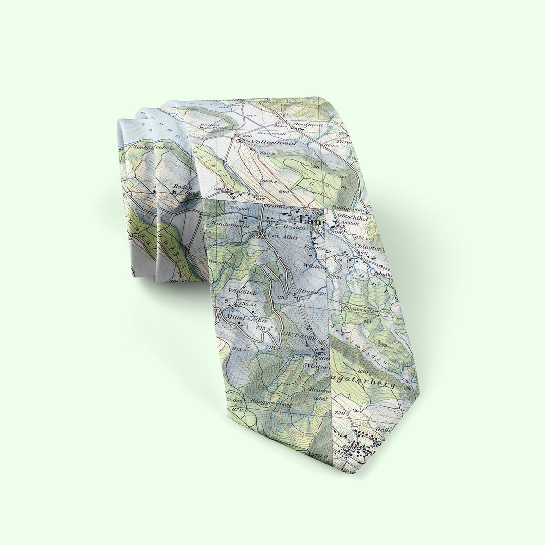 Swiss Map Necktie, Topographic Map, Tie, Gift for Hiker, Geologist Gift ...