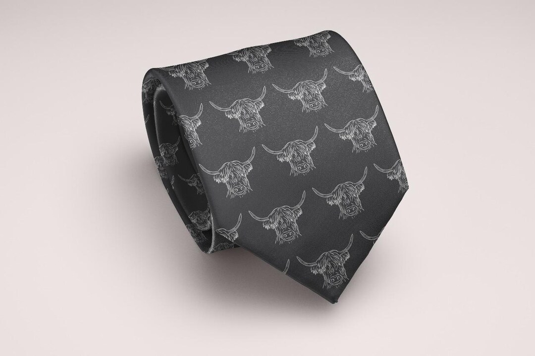Highland Cow Necktie | Scottish Cow Print Tie | Unique Highland Cow ...