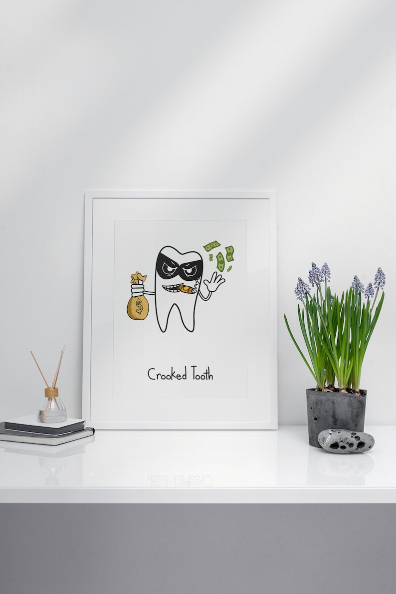 Crooked Tooth / Funny Dental Poster Wall Art / Dentist Teeth | Etsy