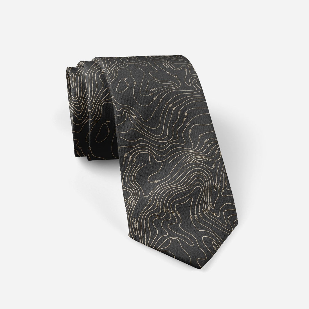 Contour Map Necktie, Topographic Map, Tie, Gift for Hiker, Geologist ...