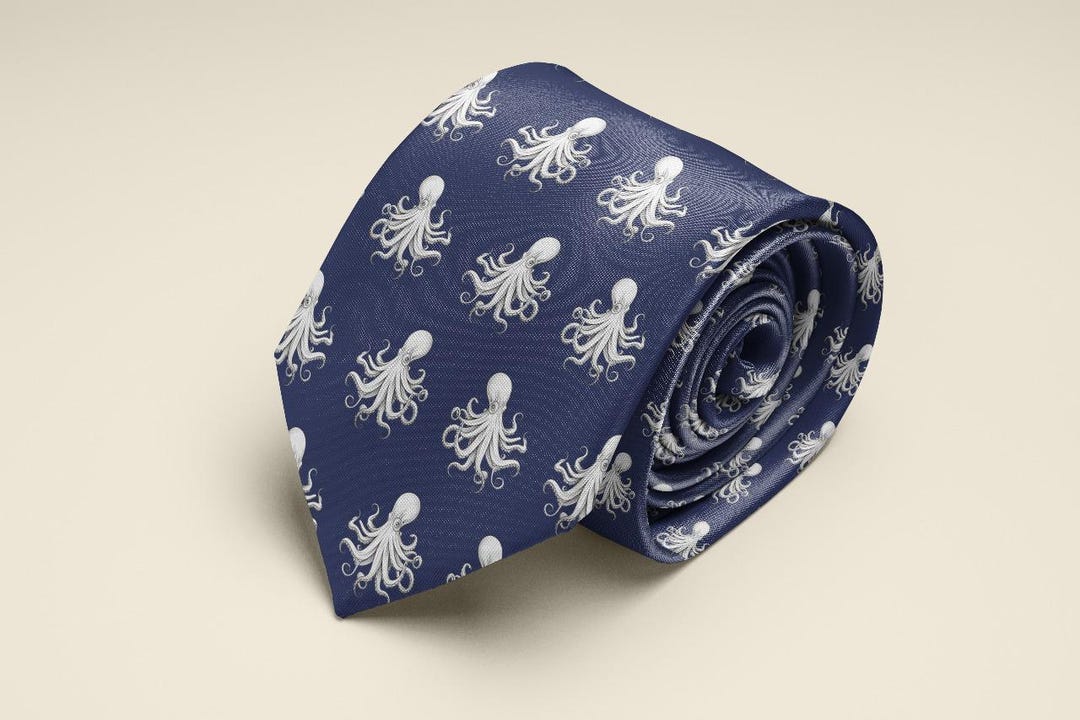 Octopus Tie Mens Ocean Lover Tie octopus Print Necktie Sea Life Tie ...