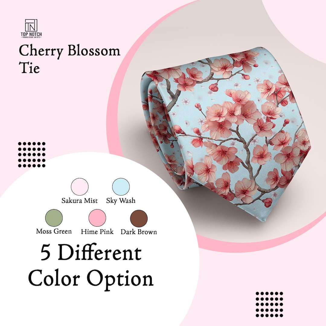 Cherry Blossom Tie for Men, Floral Necktie in Pastel Colors, Wedding ...