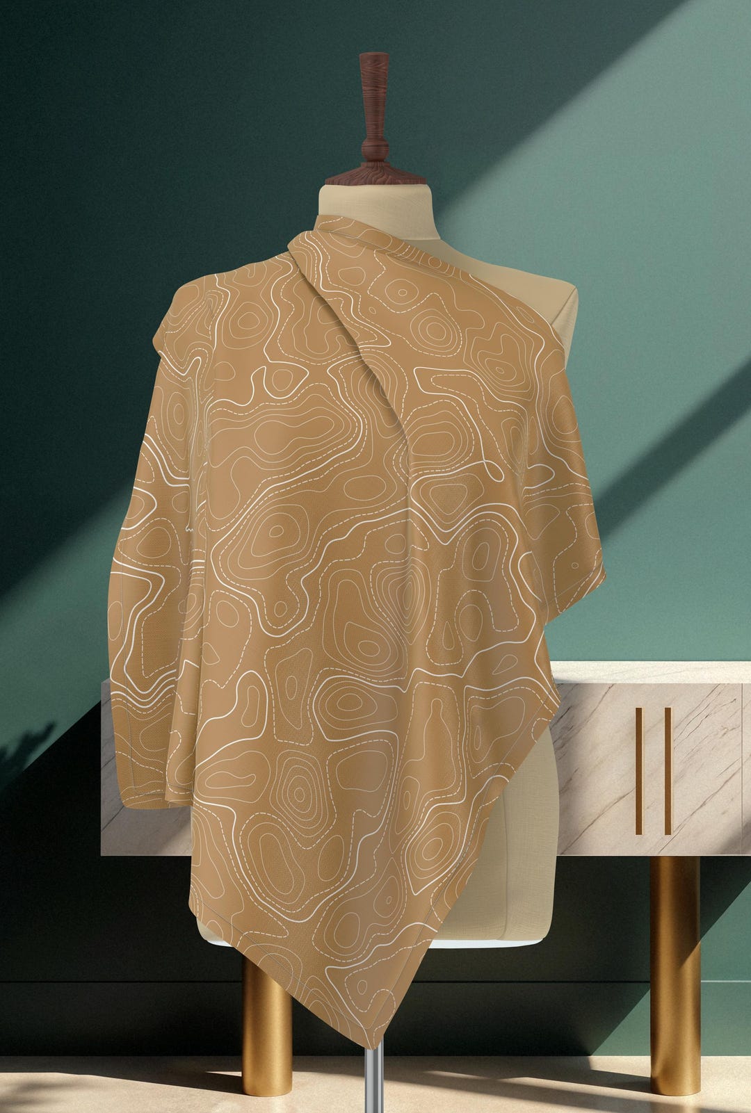 Tan Topographic Map Scarf, Contour Map Scarf, Hiker Gift, Geologist ...