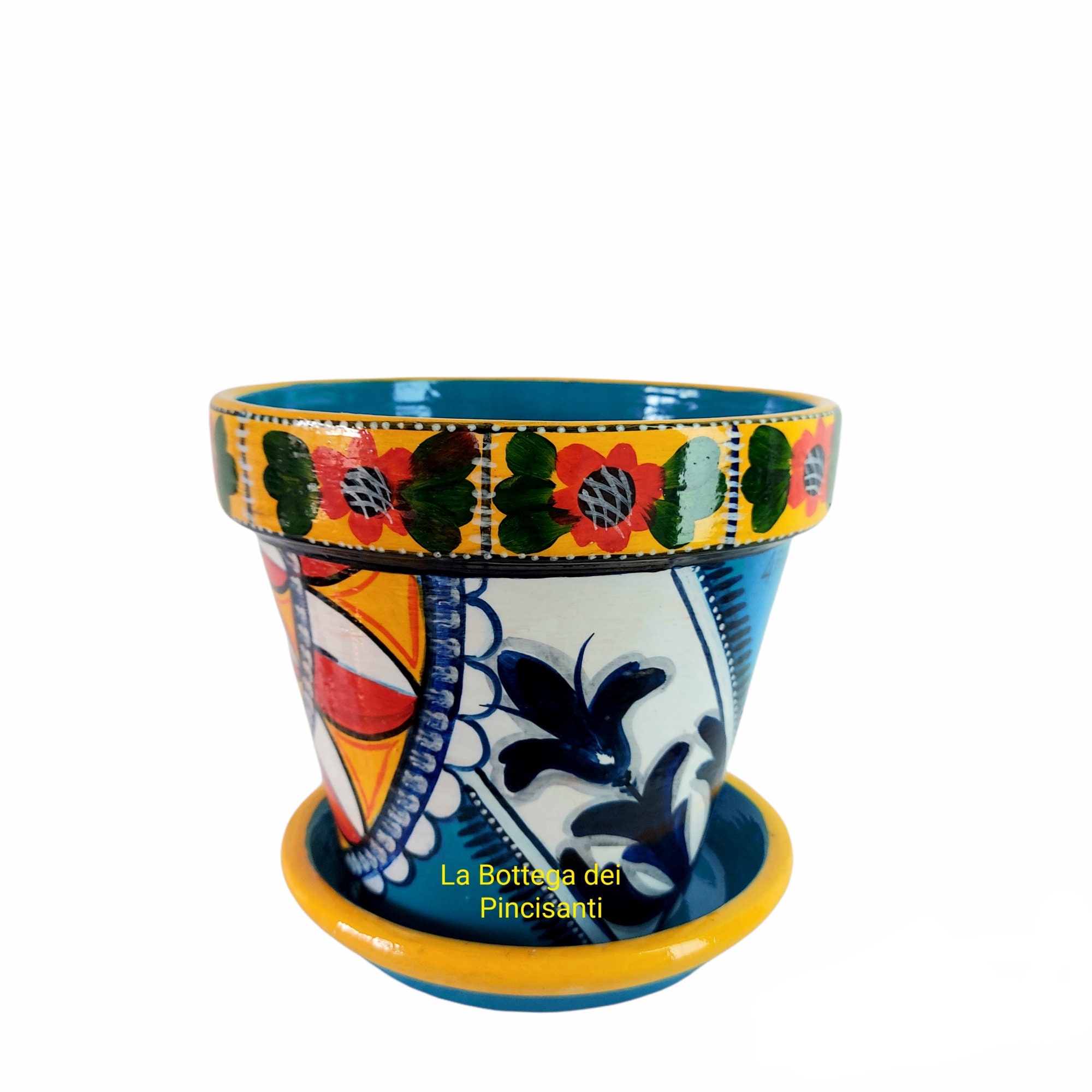 Vase With Hand-painted Sicily Designs, Sicilian Handcrafted Terracotta ...