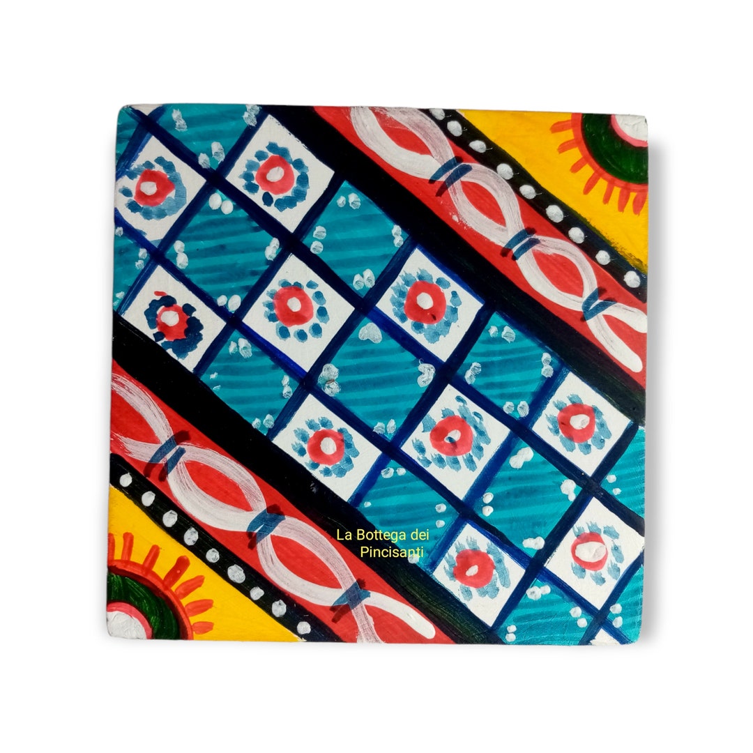 Plate / Picture With Majolica Hand-painted on Wood With Typical ...