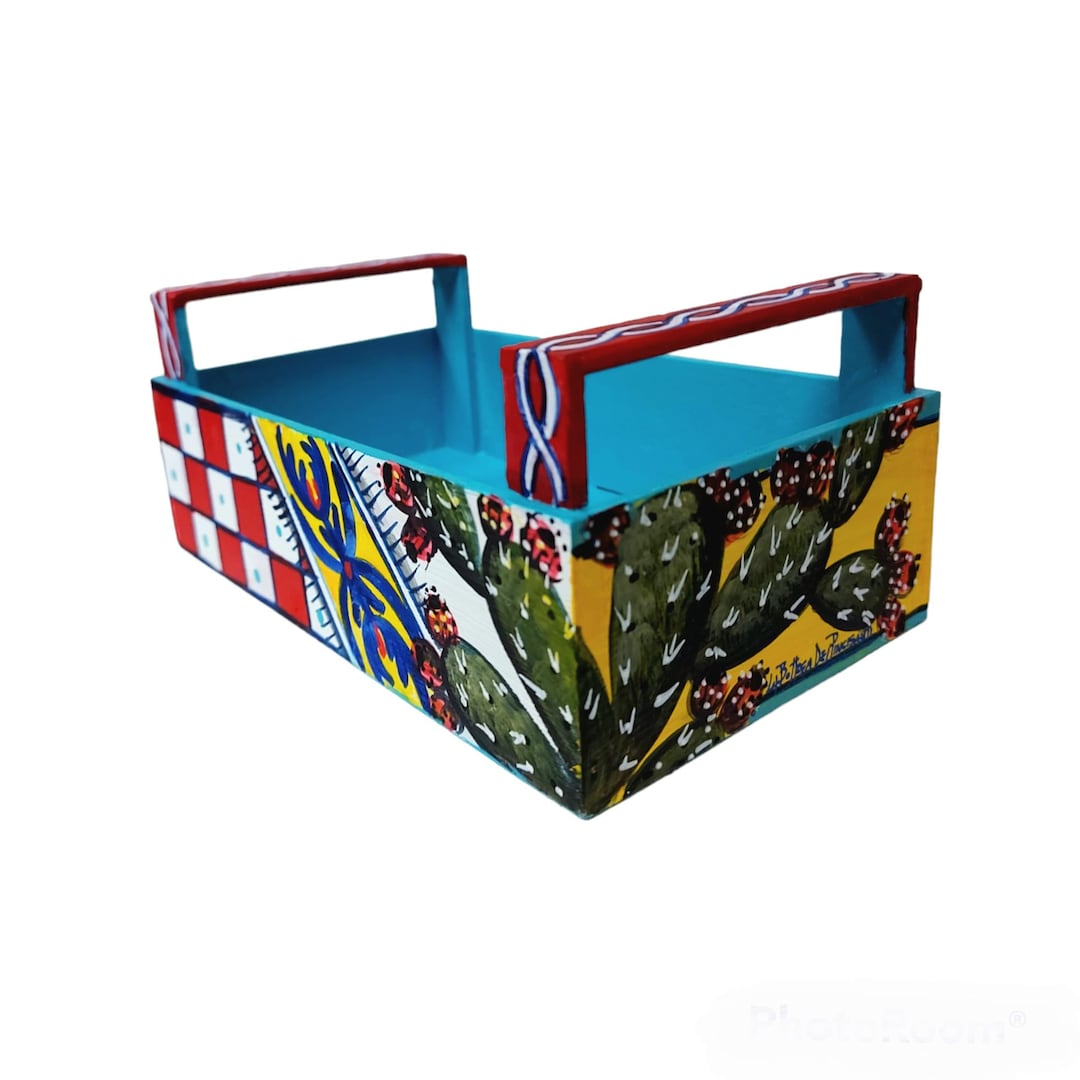 Bread Bin, Hand Painted Colored Wooden Box, Ideal for the Table ...