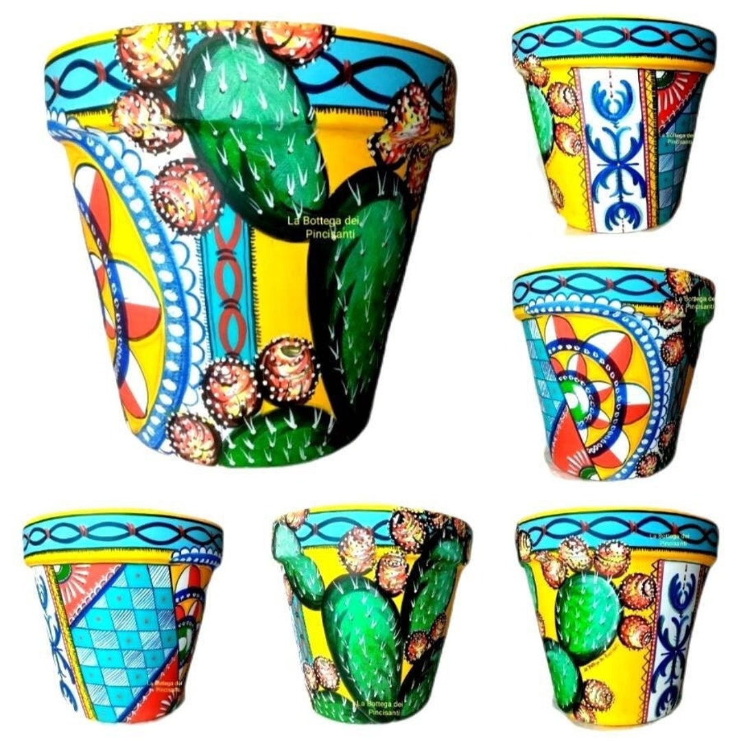 Large Sicily Vase in Hand-painted Terracotta With Typical - Etsy UK
