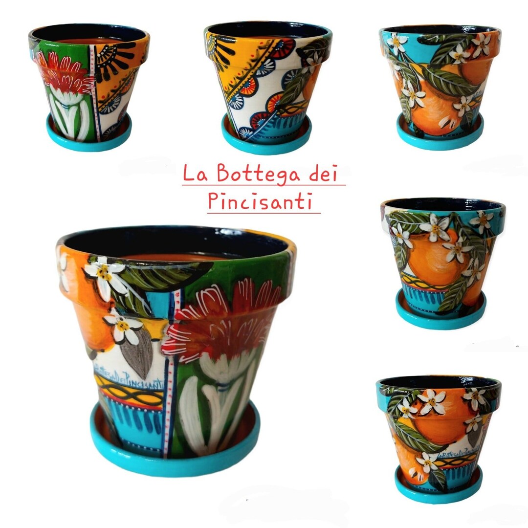 Hand-painted Vase With Oranges, Sicilian Artisan Terracotta Vase ...