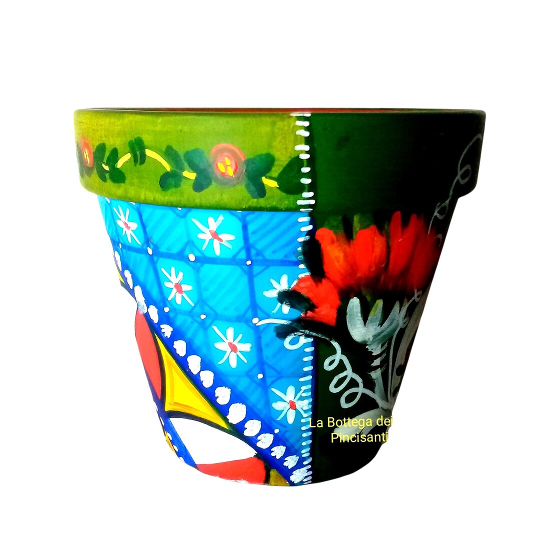 Terracotta Planter With Hand-painted Sicilian Designs, Elegant as a ...