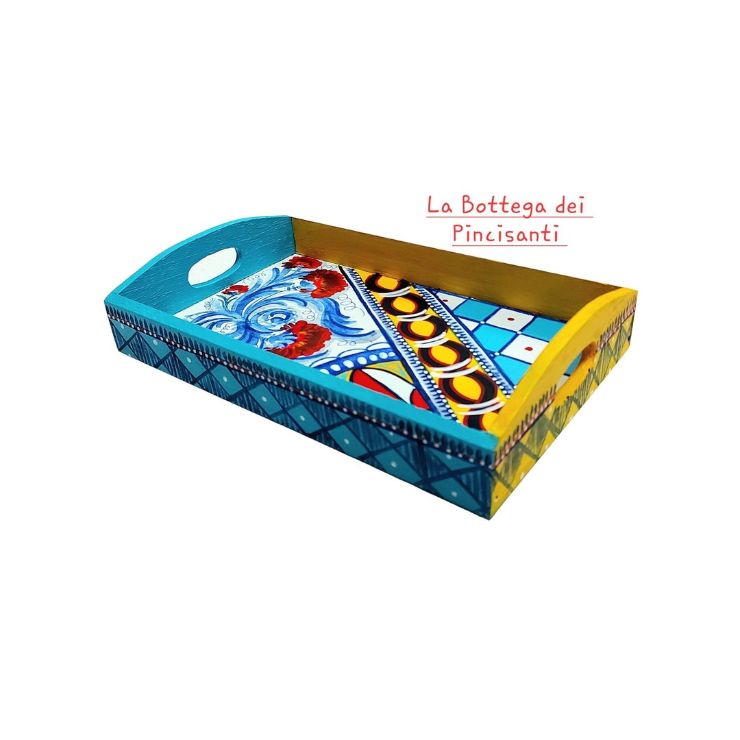 Sicily Tray in Hand Painted Wood With Typical Sicilian Designs - Etsy