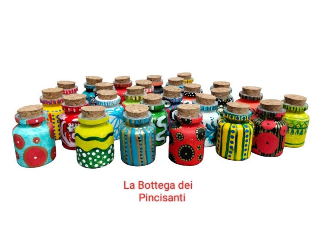 Small Hand-painted Glass Bottles With Cork Stopper, Placeholders ...