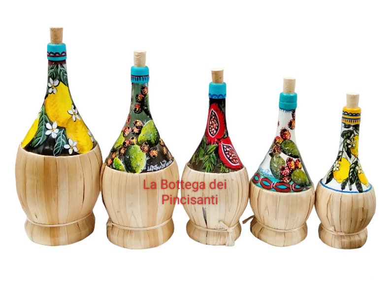 Sicilian, Hand Painted Bottle, Authentic Sicilian Glass Bottle ...