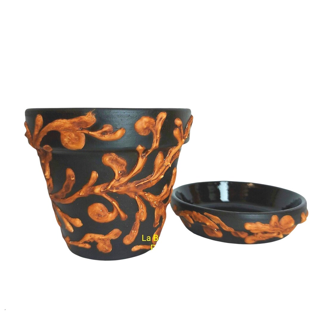 Terracotta Planter With Hand-painted Floral Designs, Italian ...