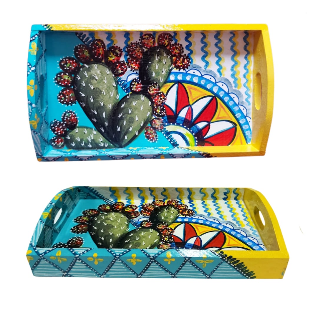 Sicily Wooden Tray Hand Painted With Typical Sicilian Designs ...