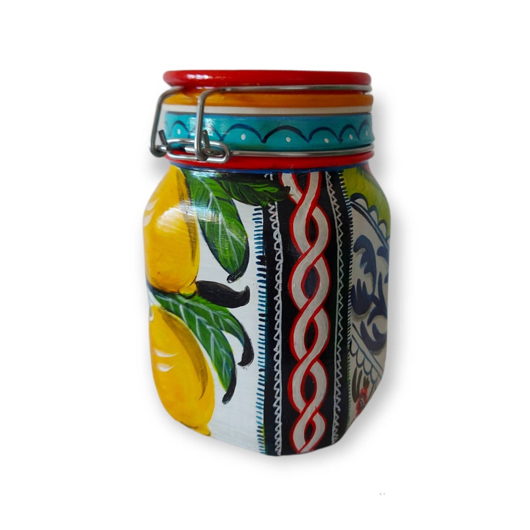 Italian Glass Container With Airtight Seal, Sicilian Jar With Vintage ...