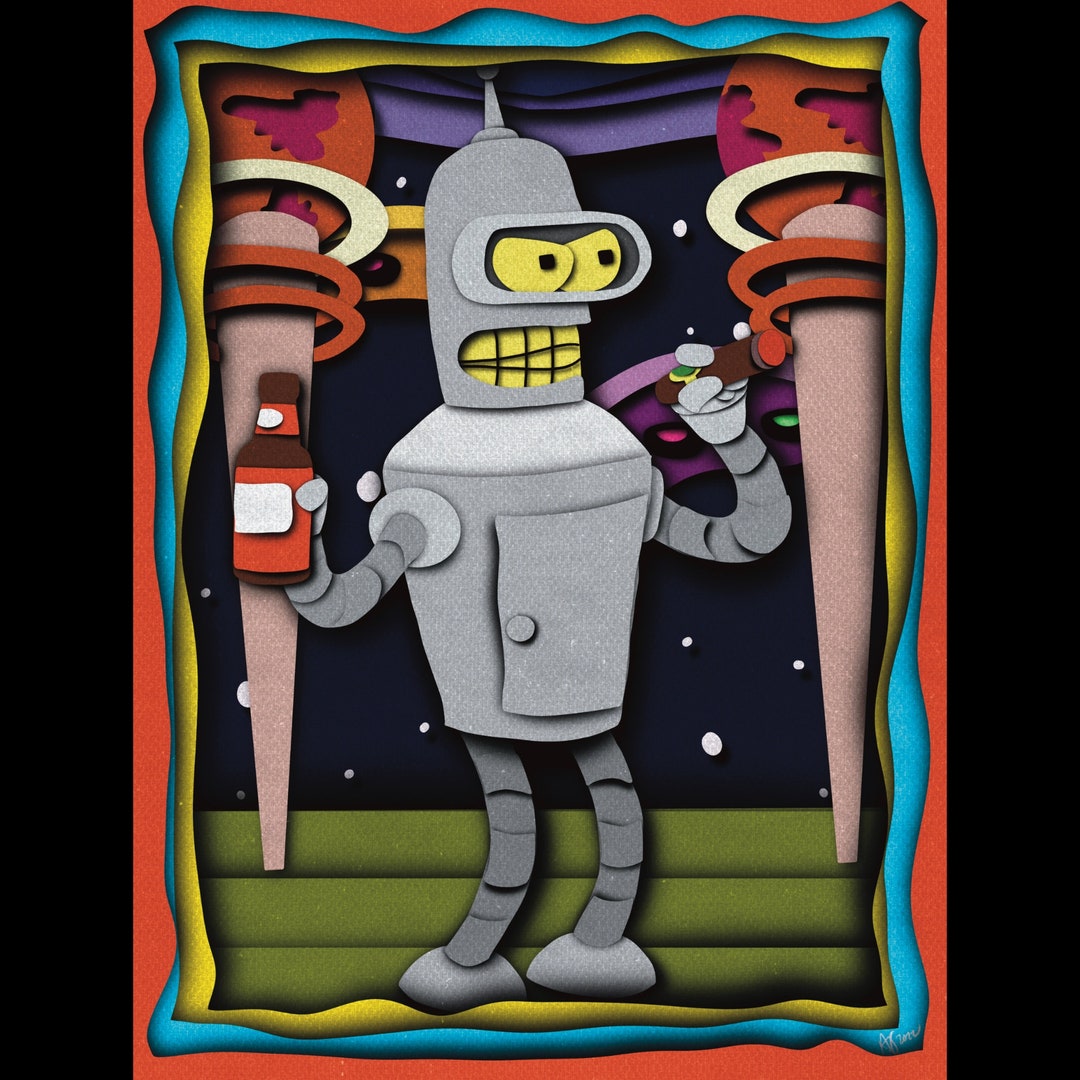 Bender Futurama Art Dorm Room Poster, Cartoon Artwork - Etsy