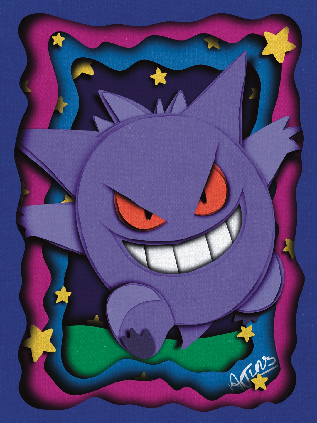 Pokemon Gengar Anime Art Print Poster Multiple Size Options - Etsy