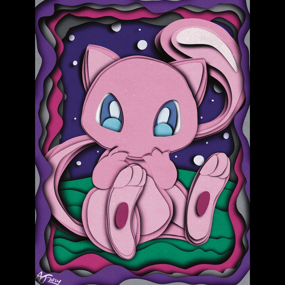 Mew Pokemon Anime Art Print Poster, Multiple Size Options - Etsy