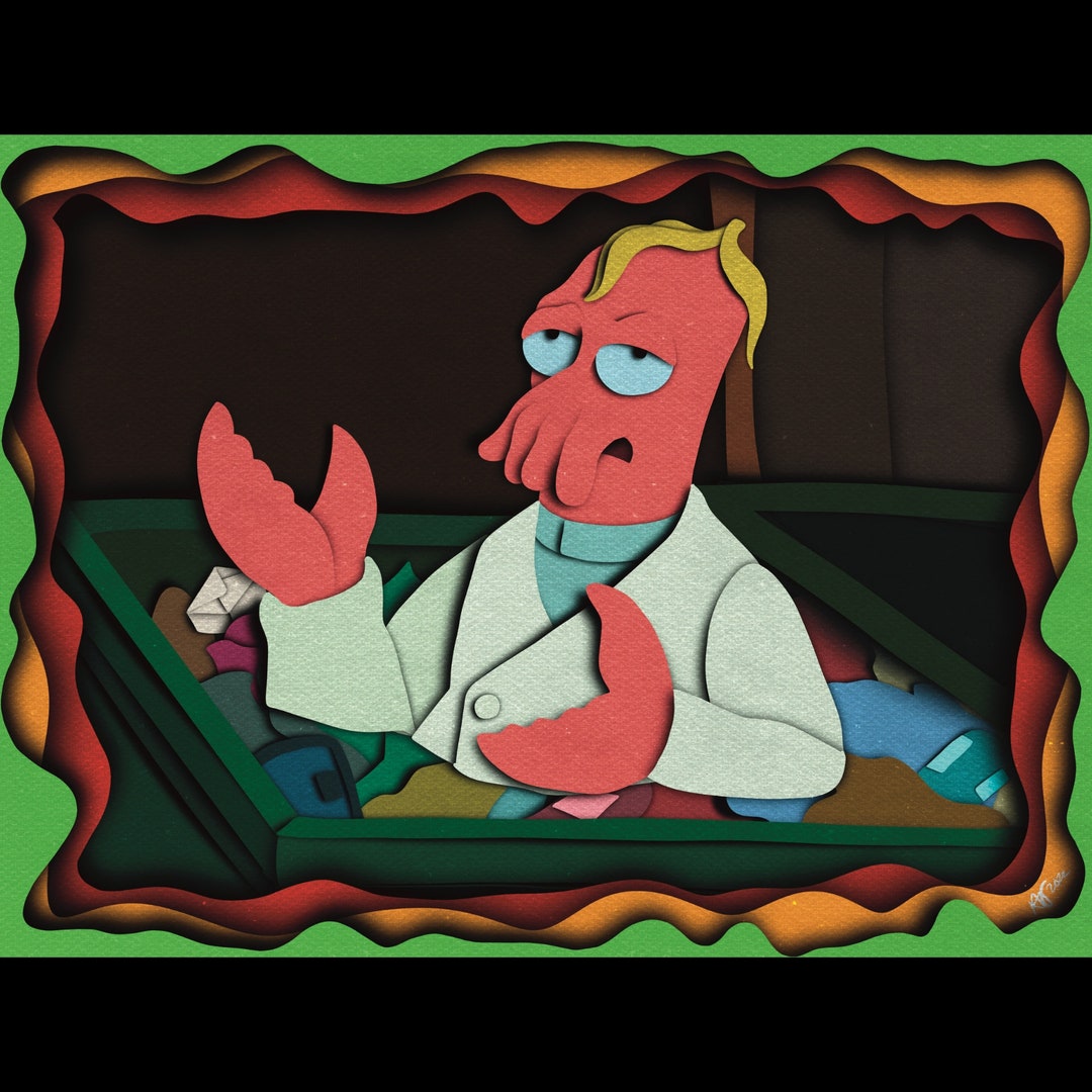 Zoidberg Futurama Art Print | Retro Cartoon Sci-fi Decor | Colorful ...
