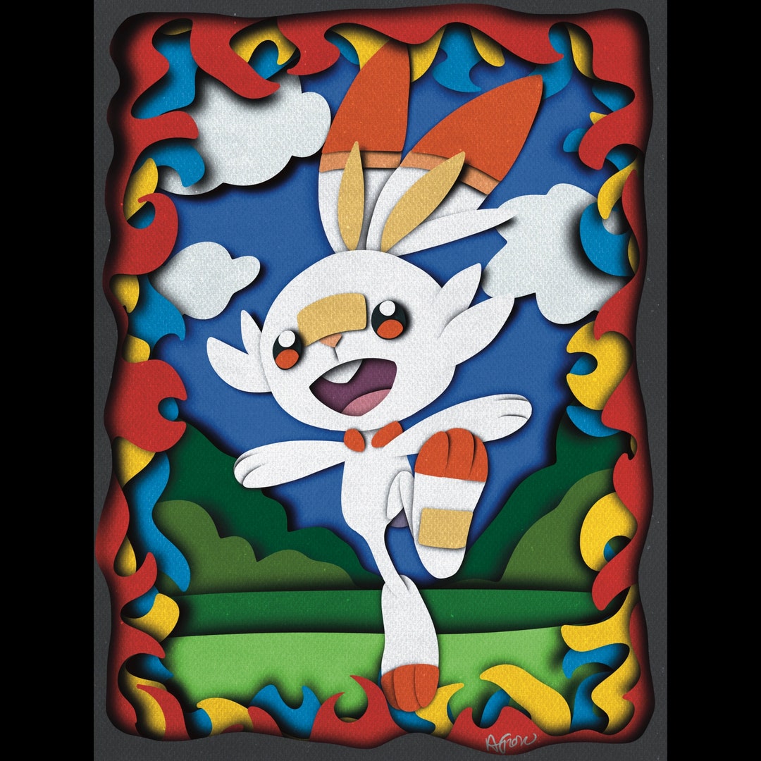 Pokemon Sword and Shield Starters Scorbunny Anime Art Print Poster Dorm ...