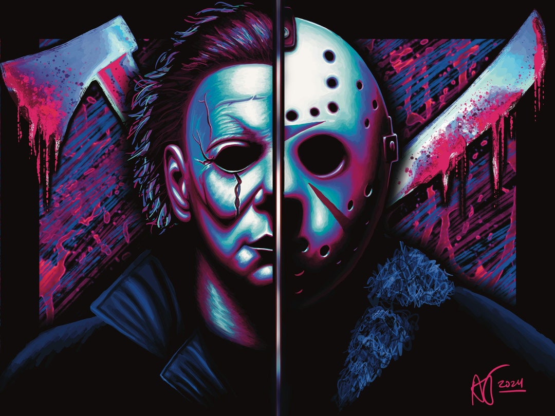 Michael Myers Jason Voorhees Art Print Poster, Assorted Sizes, Bold ...