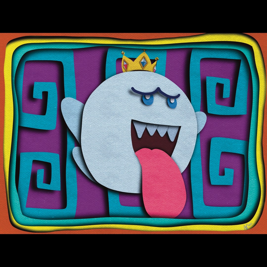 Mario King Boo Poster Dorm Room Artwork Nostalgic Art Multiple Sizes Etsy