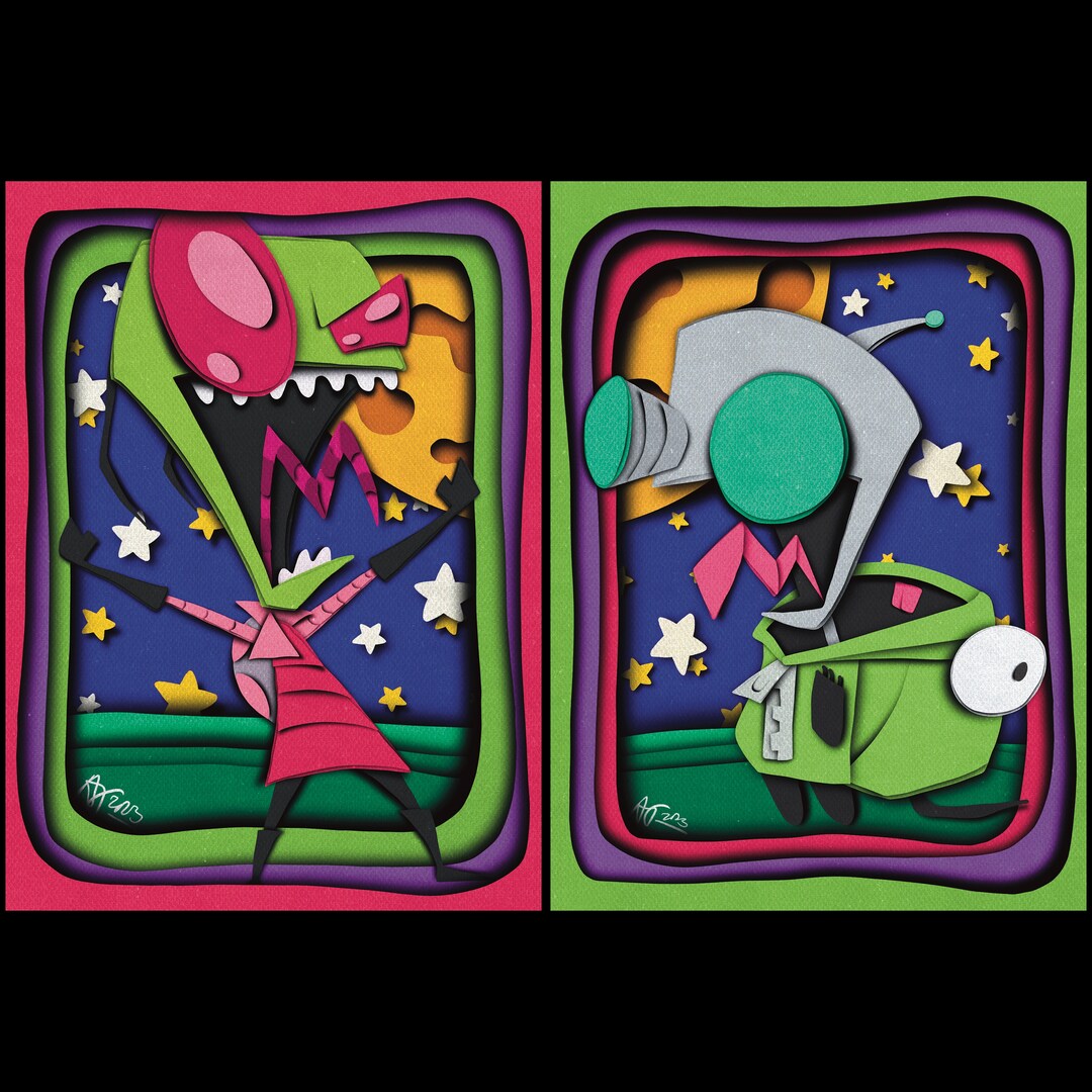 Zim and GIR Art Print: Hand-drawn Poster - Etsy