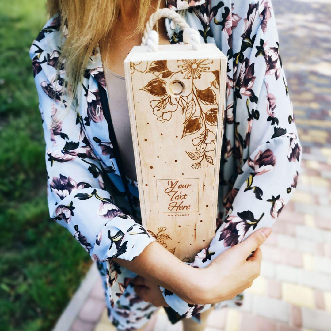 Wooden Box for Wine for Girlfriend Friend Wood Personalized - Etsy