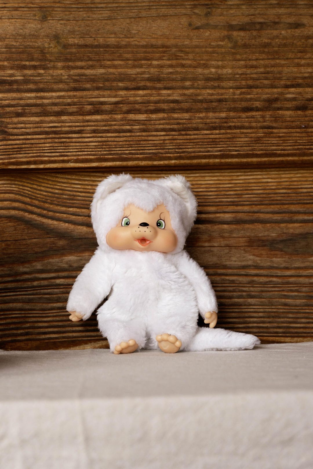 White Monchhichi Nyamy Washino – Retro 80s Plush Cat Doll – Japan ...