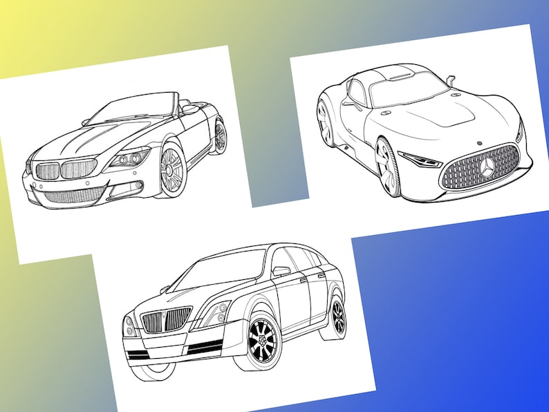 Coloring Pages Cars PDF, Printable Easy Sports Racing Classic Cars ...