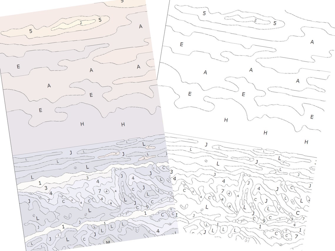 Paint by Numbers Beach for Adults PDF Ocean Water Printable - Etsy