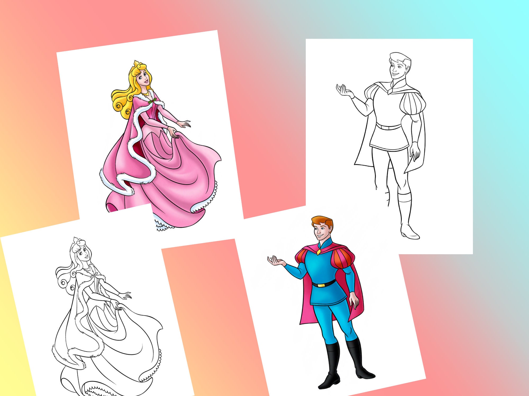 Coloring Pages for Kids PDF Printable Cute Princess Easy - Etsy Canada