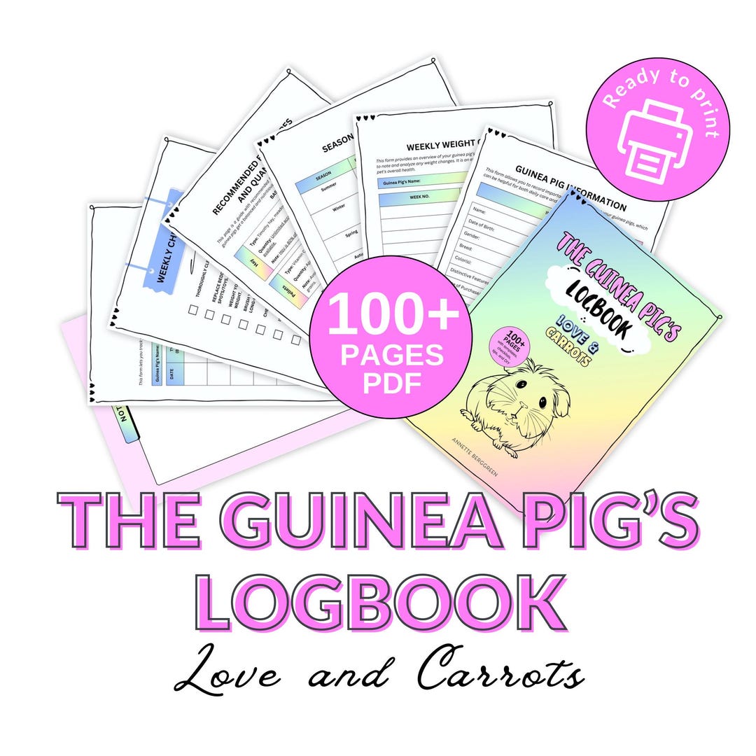 Guinea Pig Care Logbook | Printable Pet Health & Grooming Tracker ...